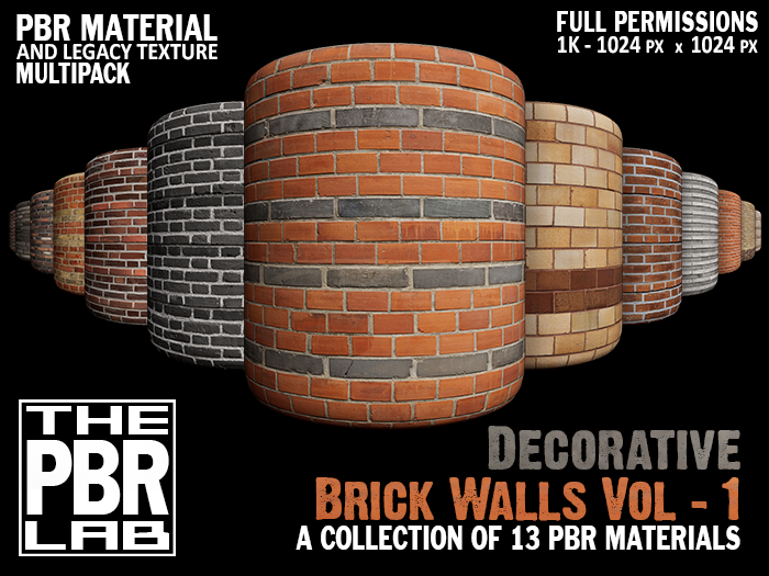Second Life Marketplace - The PBR Lab - Decorative Brick Walls Vol 1 ...