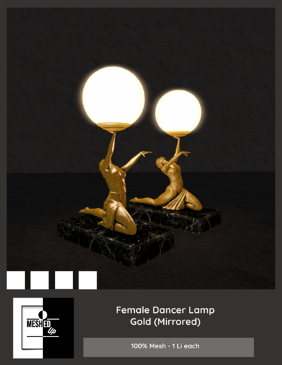 Second Life Marketplace - MeshedUp: Female Dancer Lamp Pack - Gold