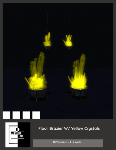 Second Life Marketplace - MeshedUp: Braziers Crystal Pack - Yellow