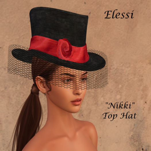 Second Life Marketplace - Elessi "Nikki" Top Hat - Charcoal