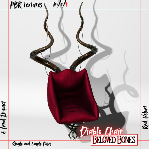 Second Life Marketplace - [BB] Diablo Chair (red velvet) (PBR)