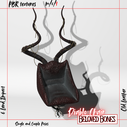 Second Life Marketplace - [BB] Diablo Chair (Old Leather) (PBR)