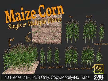 Second Life Marketplace - PBR Maize & Corn Field Kit 2024 - High Detail ...