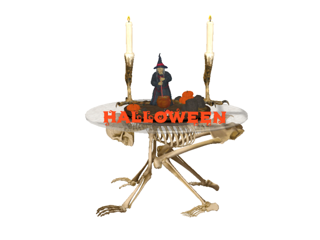 Second Life Marketplace - Halloween Skeleton Table - Animated Witch