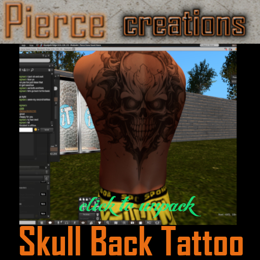 Second Life Marketplace - [Pierce Creations] Skull Back Tattoo
