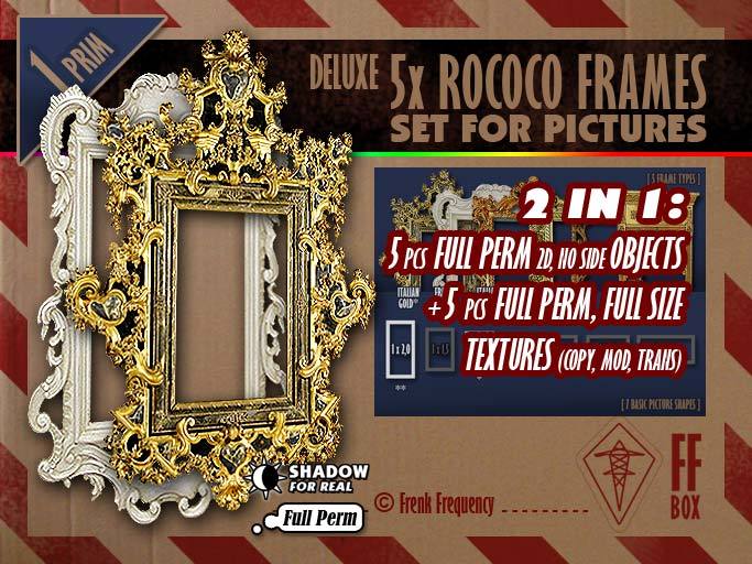 Second Life Marketplace - [FFBox] Deluxe 5x Rococo Frames Set for Paintings {Full Perm}