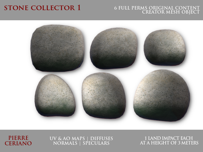 Second Life Marketplace - Stone collector 1 - 1 LI each - 6 FULL PERM ...