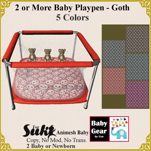 Second Life Marketplace - Suki Animesh Baby - 2 or More Playpen - Goth ...