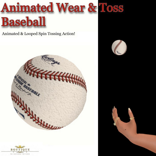 Second Life Marketplace - Animated Wear & Toss BASEBALL - BOXED (add)