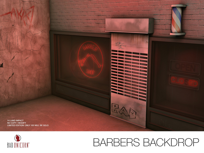 Second Life Marketplace - [Bad Unicorn] Barbers Backdrop