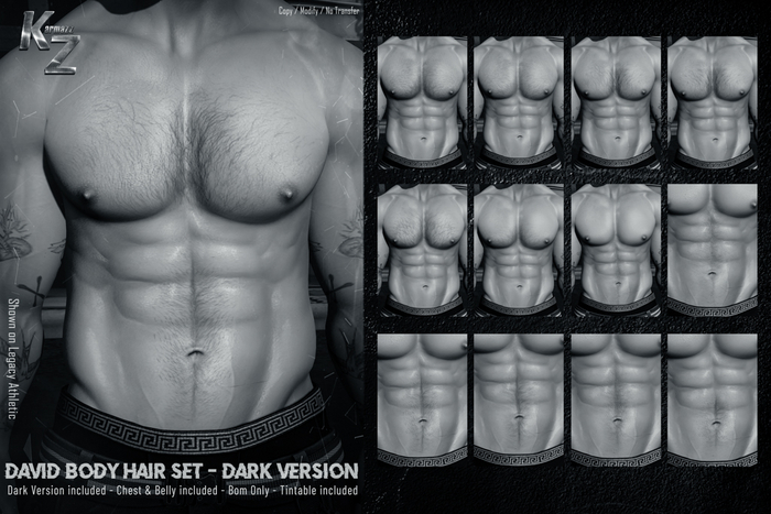 Second Life Marketplace - #DEMO KARMAZZ David Body Hair Set - BOM ...
