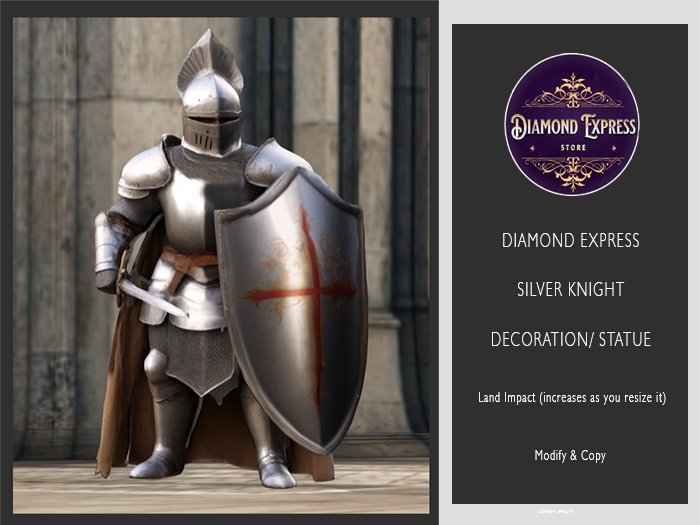 Second Life Marketplace - {DE} Silver Knight- Decoration/ Statue