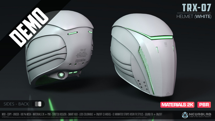 Second Life Marketplace - *DEMO* HELMET TRX-07 (WHITE + PBR) [Neurolab ...