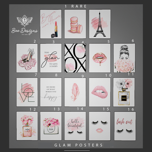 Second Life Marketplace - 14 Bee Designs Glam posters