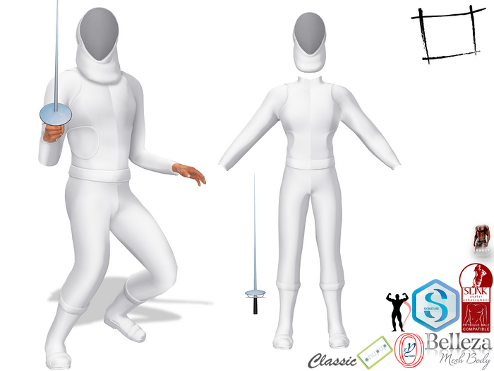 Second Life Marketplace - Male Fencing Suit and Helmet Sword Slink Male ...