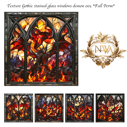 Second Life Marketplace - 5pc Gothic stained windows demons texture ...