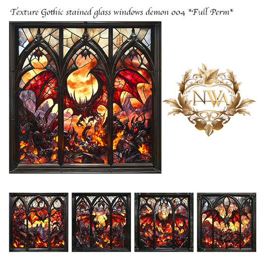 Second Life Marketplace - 5pc Gothic stained windows demons texture ...