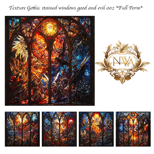 Second Life Marketplace - 5pc Gothic stained windows good and evil ...