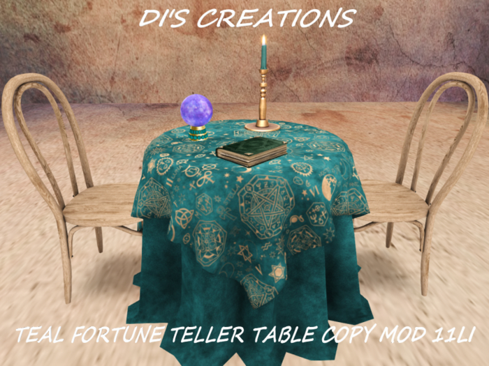 Second Life Marketplace - TEAL FORTUNE TELLER TABLE