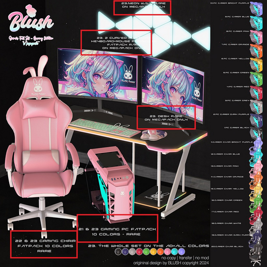 Second Life Marketplace - 23. BLUSH - Gaming Full Set - Bunny Edition ...