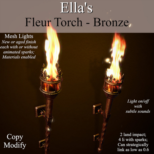Second Life Marketplace - Ella's Fleur Torches - Bronze