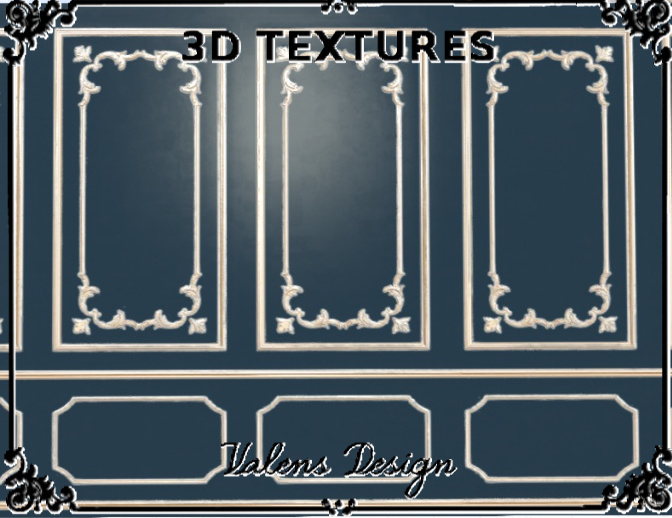 Second Life Marketplace - 3D TEXTURES Dark blue molding wooden wall ...