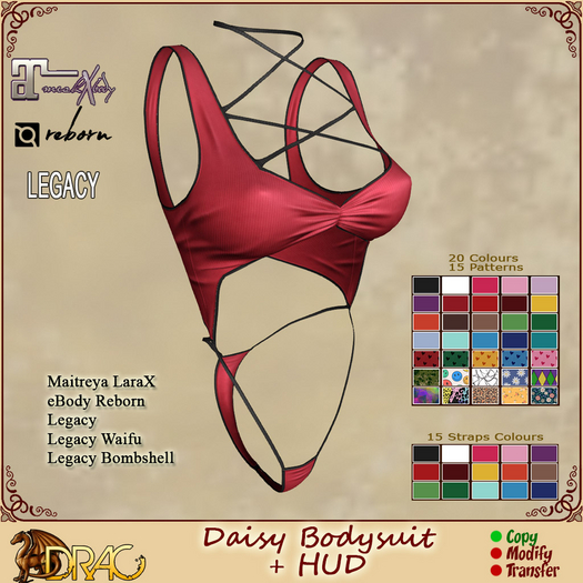 Second Life Marketplace - [Drac] Daisy Bodysuit + HUD for LaraX, Reborn ...