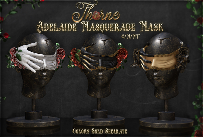 Second Life Marketplace - {Thorne} Adelaide Masquerade Mask - Silver
