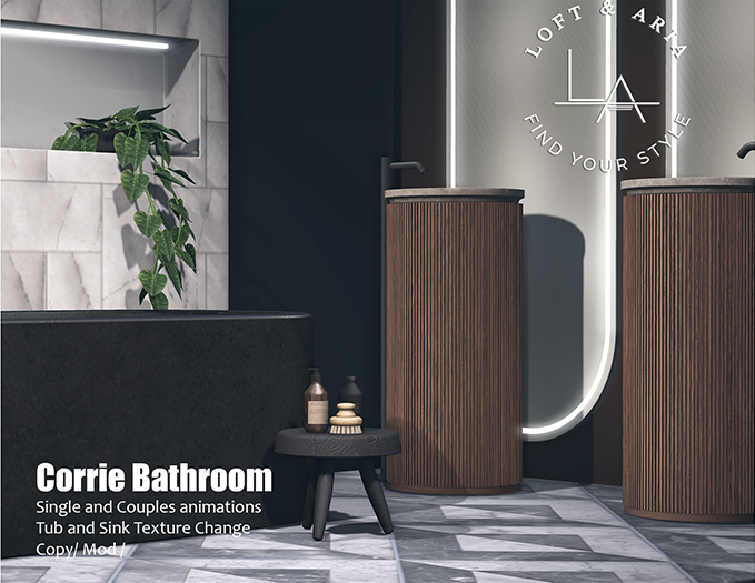 Second Life Marketplace - Loft & Aria - Corrie Bathroom Set (Adult)