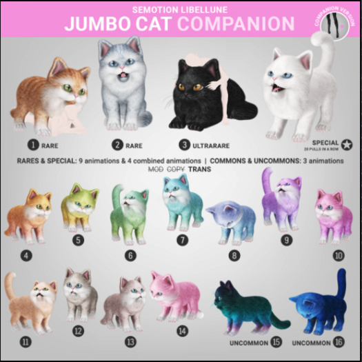 Second Life Marketplace - SEmotion Libellune Jumbo Cat Companion COMMON 07