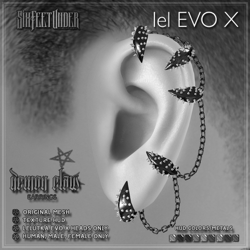 Second Life Marketplace - DEMO SFU - Demon Claw Earrings