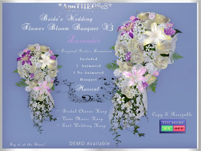 Second Life Marketplace - Lavender Bride 's Wedding Flower Bloom Bouquet V3