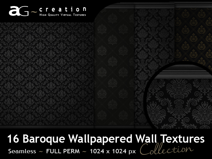 Second Life Marketplace - ~AG~ Creation ~ Baroque Wallpapered Wall ...