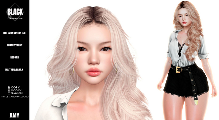 Second Life Marketplace - Black Shapes Amy (LeL EvoX Ceylon 4.0) Legacy ...