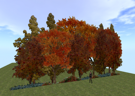 Second Life Marketplace - Autumn Treeline Border with Shrubs