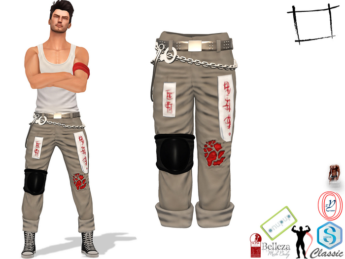Second Life Marketplace - Full Perm Knee Padded Pants With Chains ...