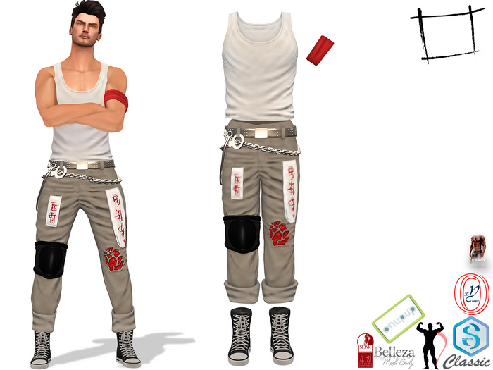 Second Life Marketplace - Full Perm SAVE! Male Fighter Punk Full Outfit ...