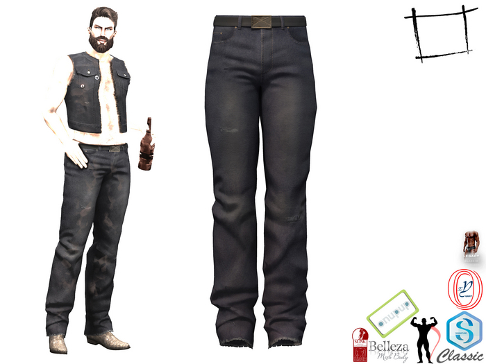 Second Life Marketplace - Full Perm Men's Torn Edge Denim Jeans Pants ...