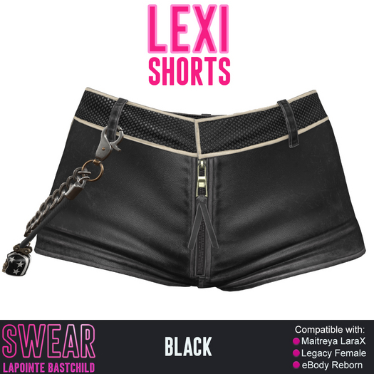 Second Life Marketplace - Leather Shorts - Lexi - BLACK