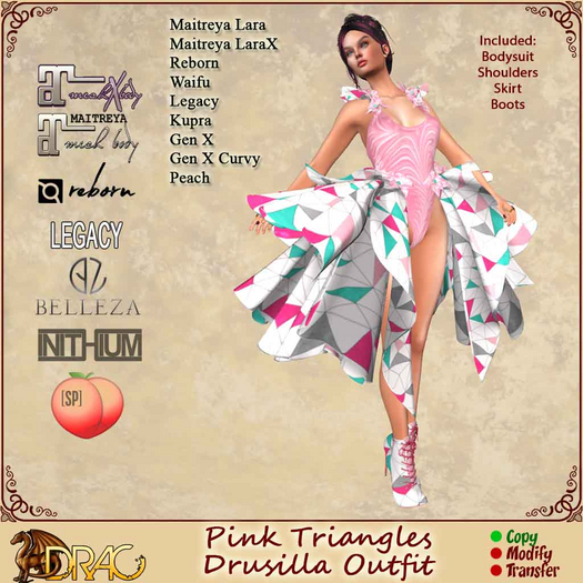 Second Life Marketplace - [Drac] Drusilla Outfit - Pink Triangles ...