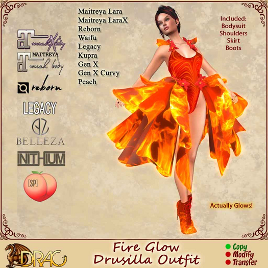 Second Life Marketplace - [Drac] Drusilla Outfit - Fire Glow ... sizes ...