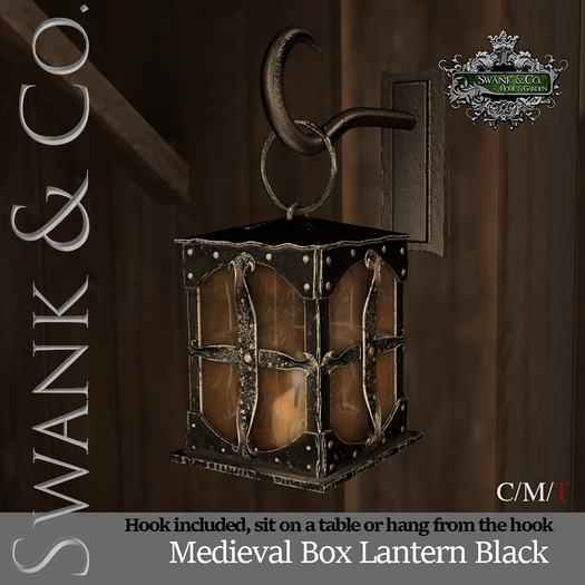 Second Life Marketplace - Swank & Co. Medieval Box Lantern Black