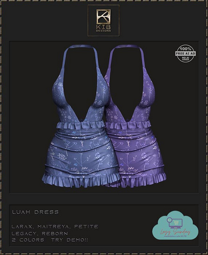 Second Life Marketplace - KiB Designs - Luah Dress =Lazy Sunday= PACK 2