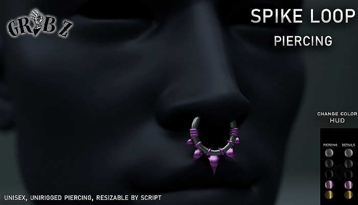 Second Life Marketplace - .GRABZ. Spike Loop Septum - Unrigged + Resizable