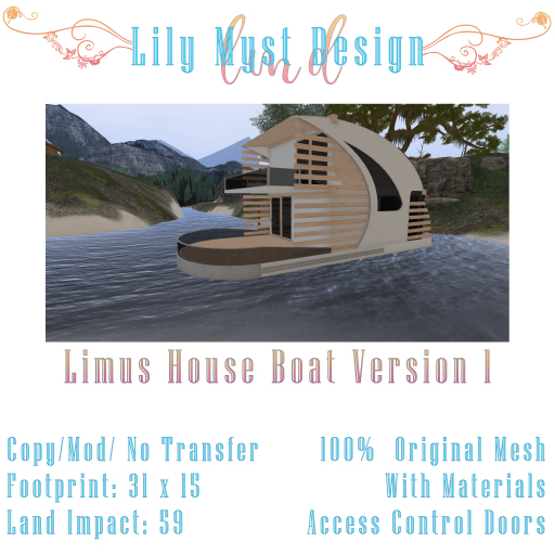Second Life Marketplace - Lily Myst Design Limus House Boat V 1.0