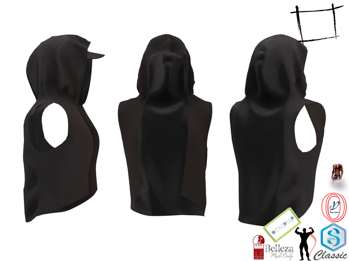 Second Life Marketplace - Full Perm Men's Hooded Rap Top With Cap ...
