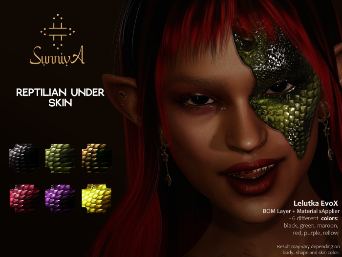Second Life Marketplace - Sunniva . Reptilian Under Skin - Unpack