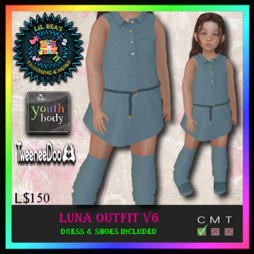 Second Life Marketplace - *LBD* Luna Outfit v6 - Youth/Tweeneedoo