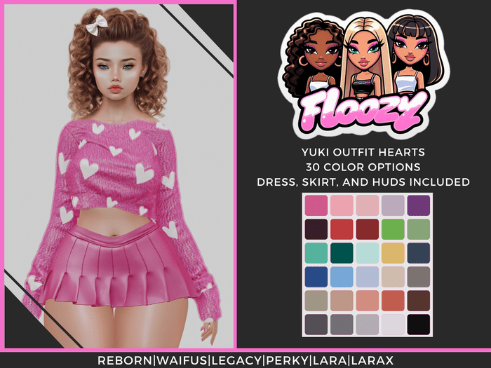 Second Life Marketplace - Floozy - Yuki Outfit Hearts