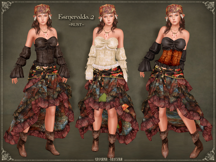 Second Life Marketplace - Esmeralda Gypsy .2 * RUST * Outfit by Caverna ...